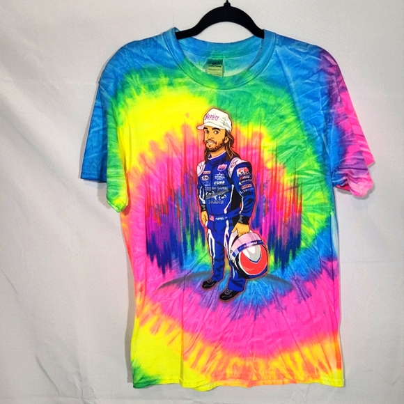 Colortone | Shirts | Vtg Neon Tye Dye Hoosier Racing Abreu Shirt Men M ...